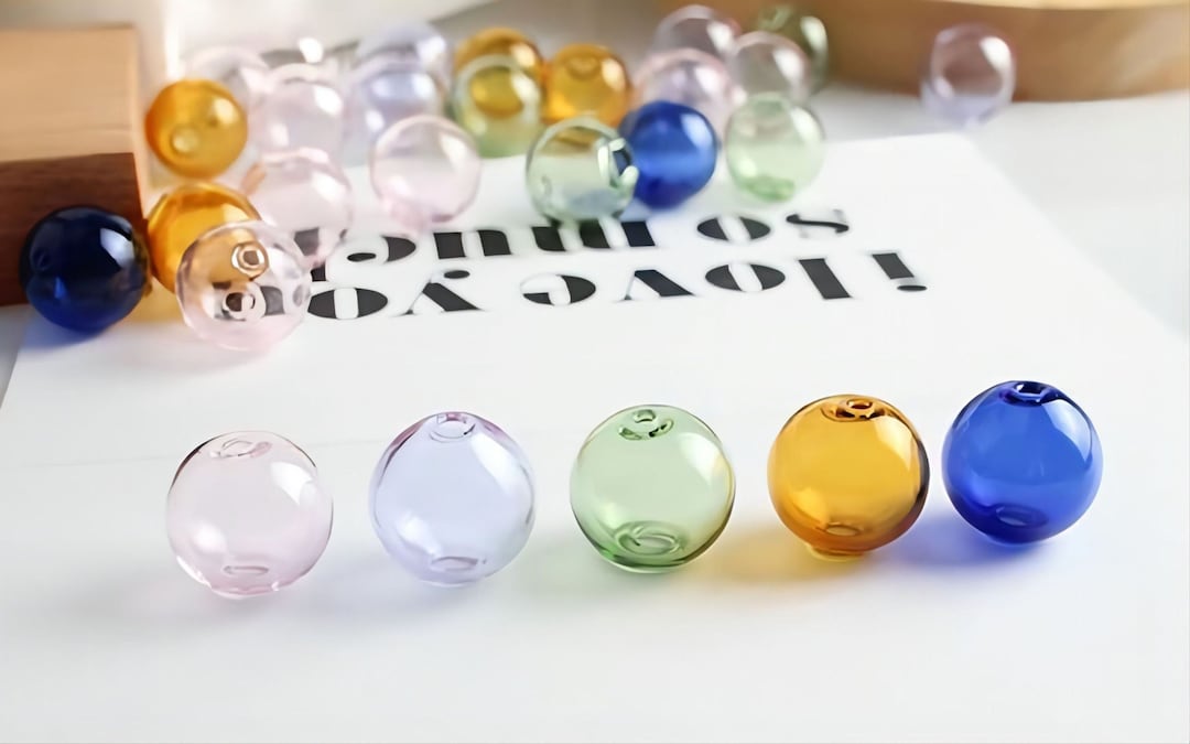Glass Bubble Beads, 16mm,ball Hollow Glass Beads Hand Blown Hollow Round Globes for Jewelry ...
