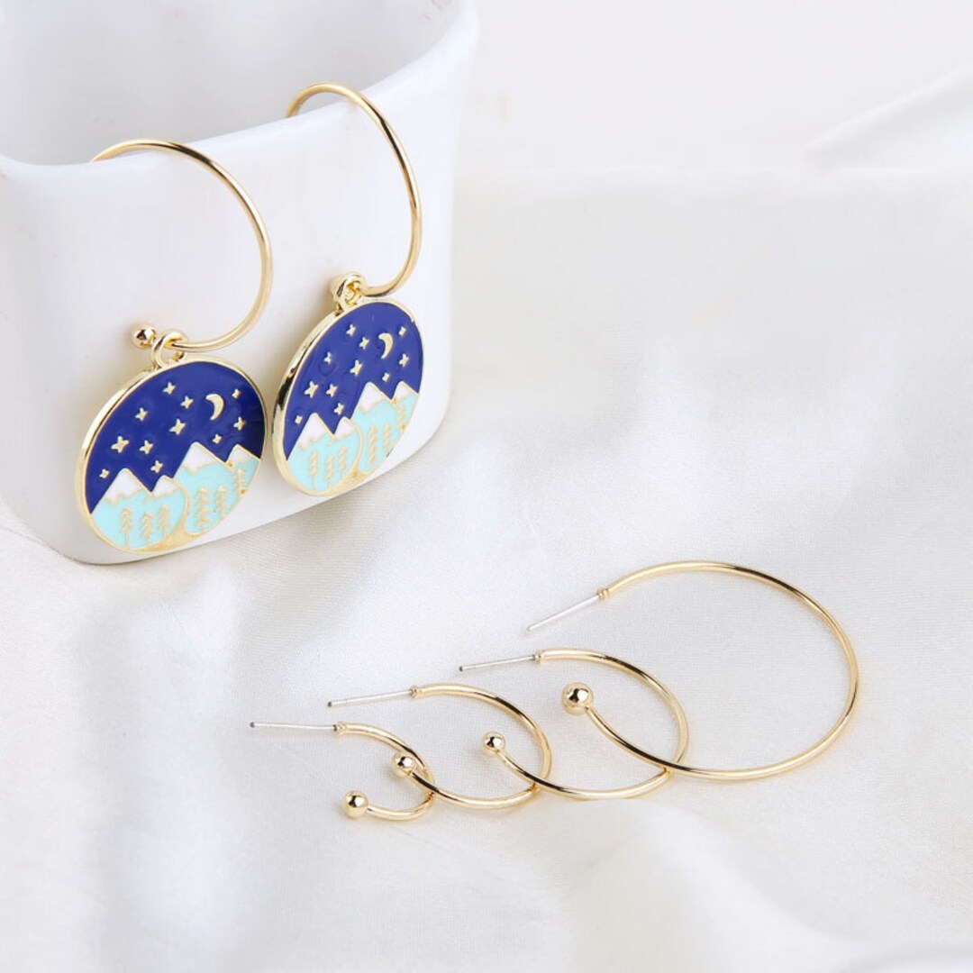 10pcs 14K Gold Plated C Shape Hoop Earring, 15mm, 20mm, 25mm, 35mm ...