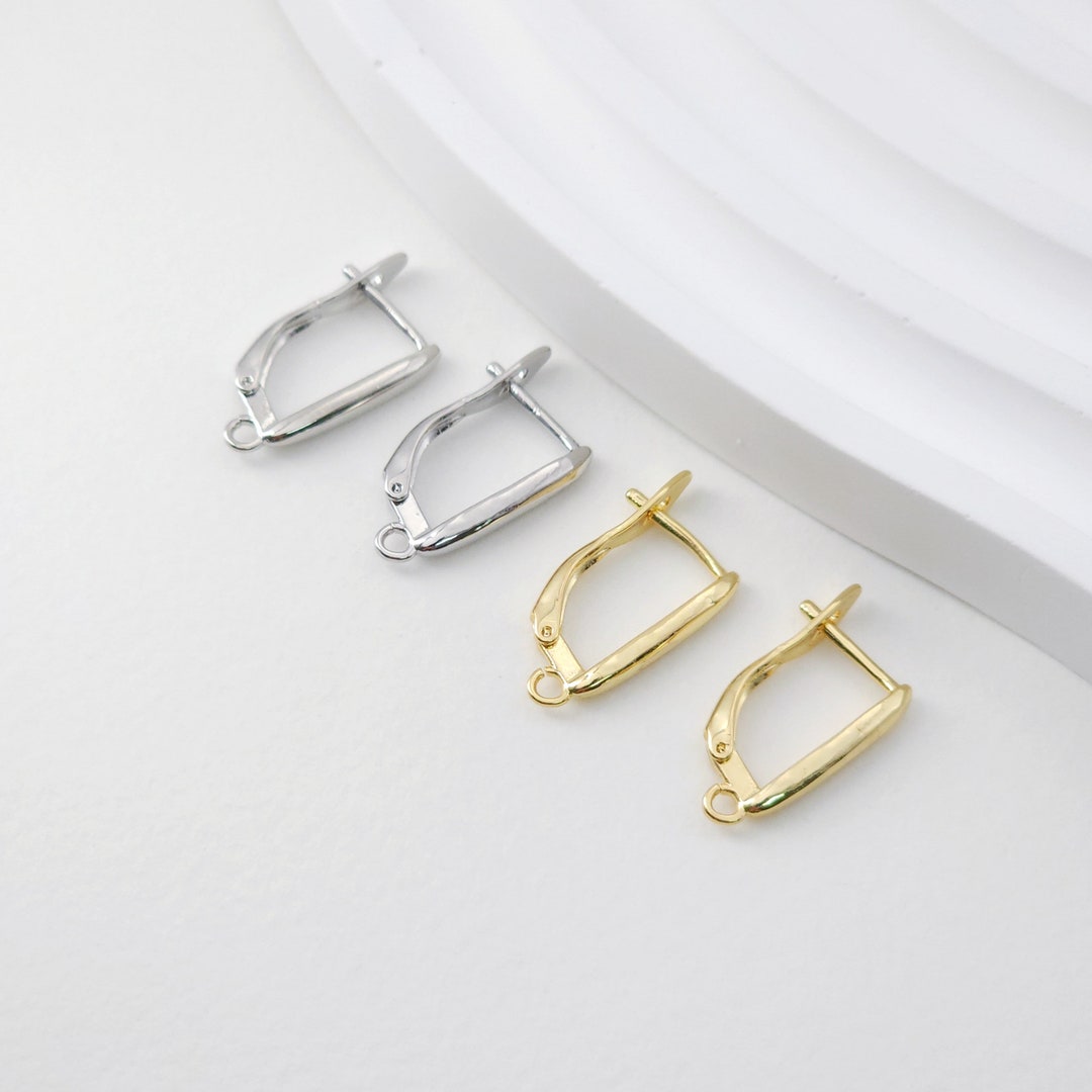U Shape English Lock With Loop, Gold/rhodium Plated Earring Hoop ...