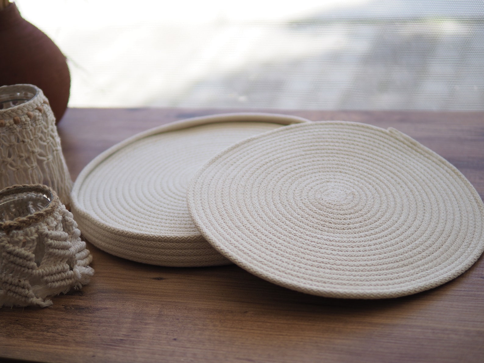 Cotton Rope Placemats, Braided Placemats, Round Placemats, Dining Table ...