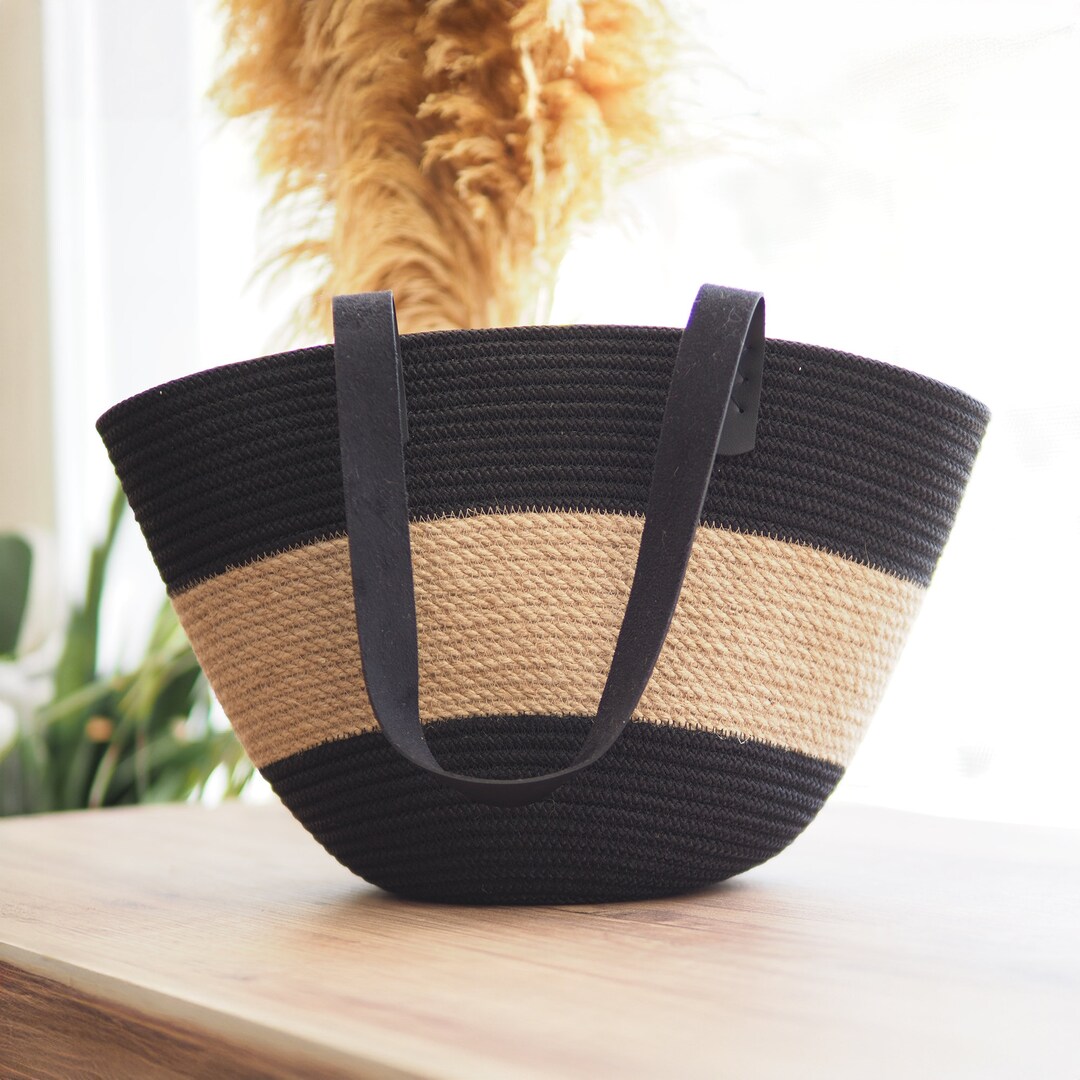 Rope Tote Bag, Boho Jute Shoulder Beach Bag for Women, Handmade Natural ...