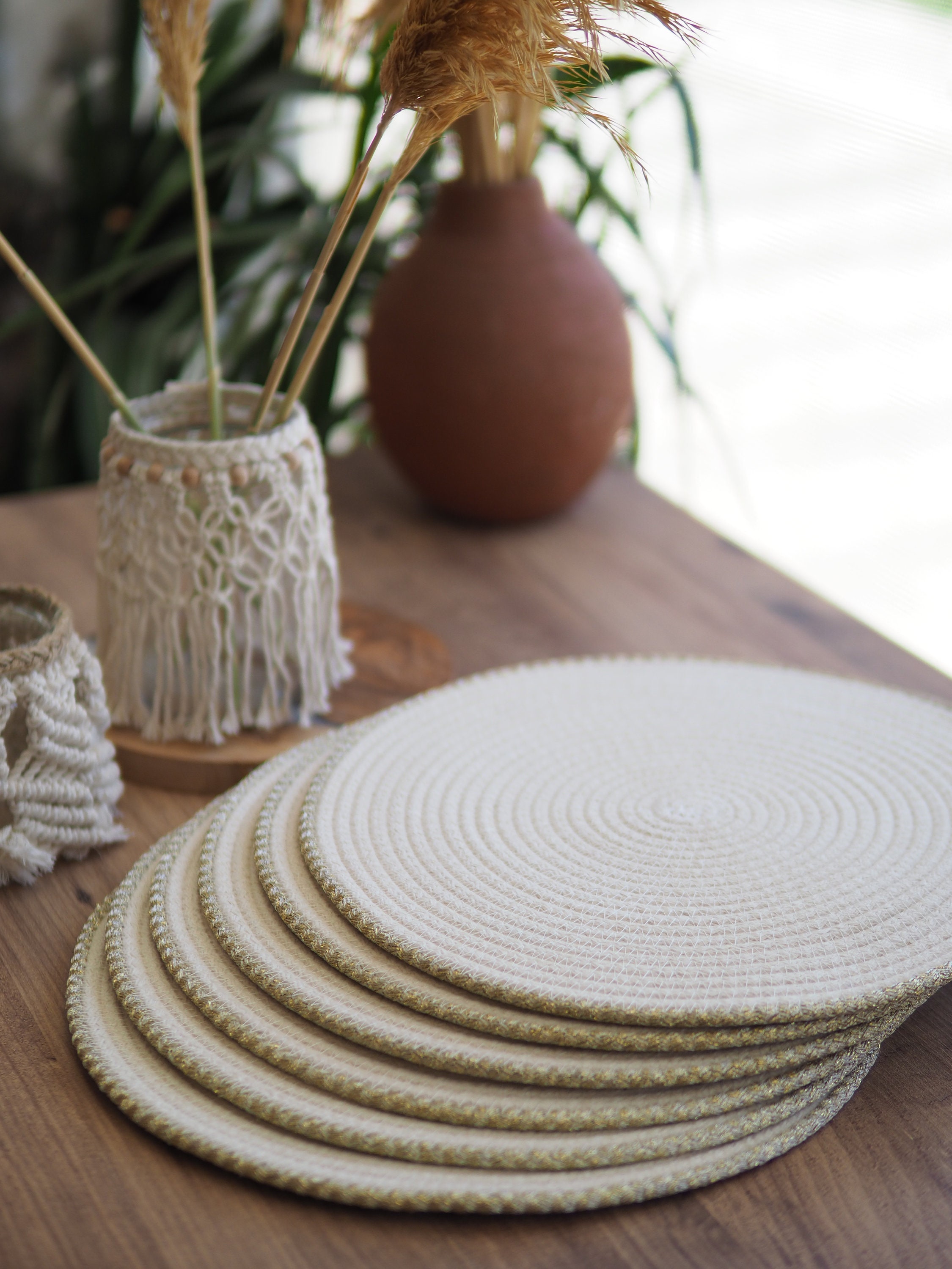 Cotton Rope Placemats, Braided Placemats, Round Placemats, Dining Table ...