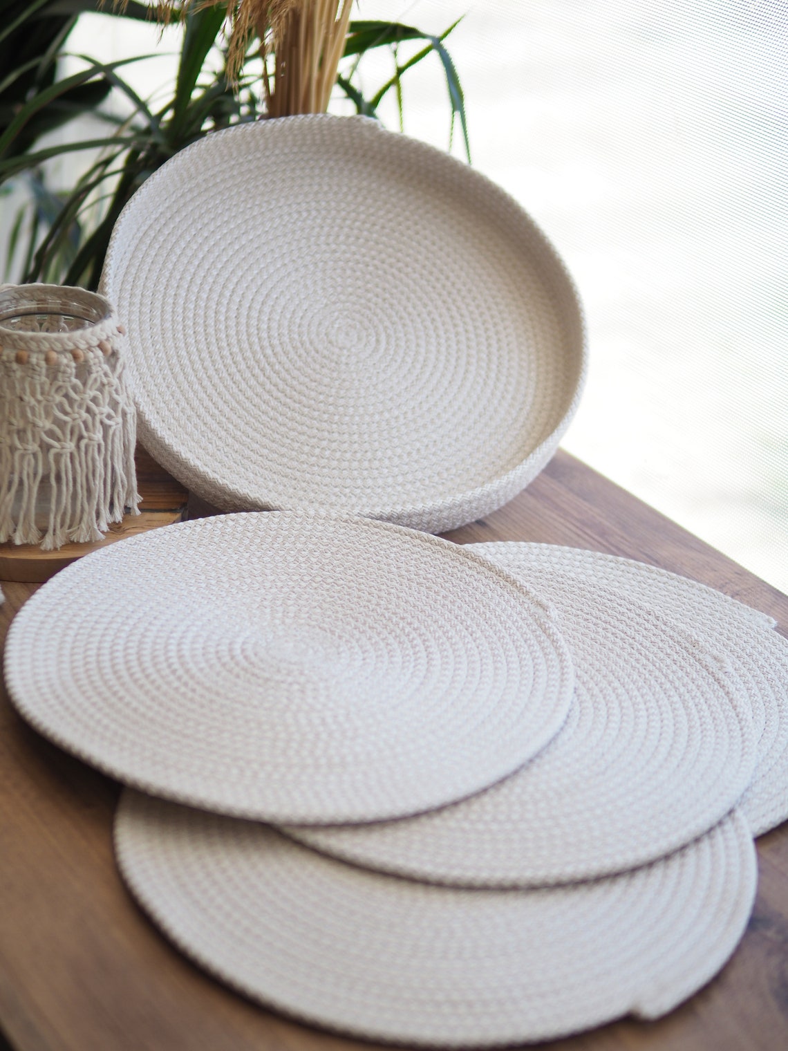 Cotton Rope Placemats, Braided Placemats, Round Placemats, Dining Table ...