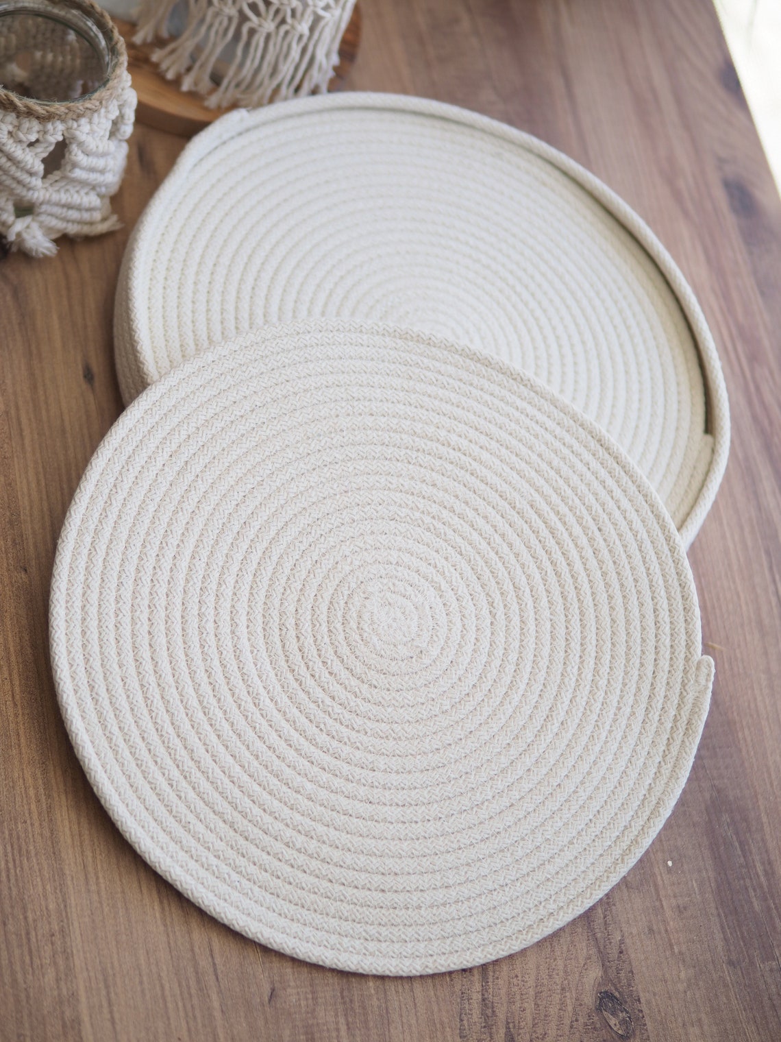 Cotton Rope Placemats, Braided Placemats, Round Placemats, Dining Table ...