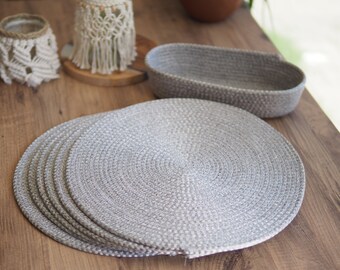 Cotton Rope Placemats, Braided Placemats, Round Placemats, Dining Table ...