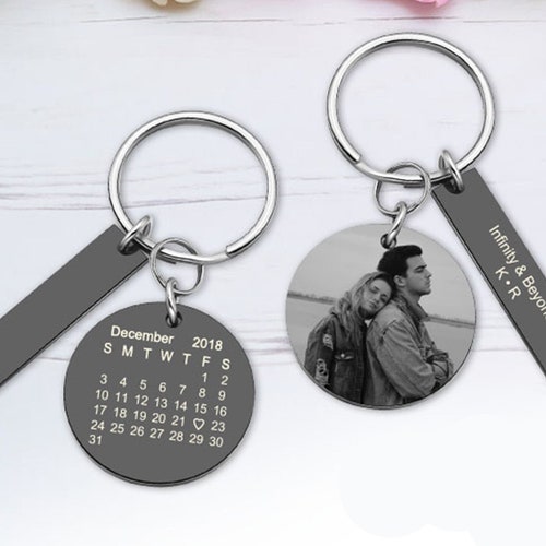 Custom Date Keychain Personalized Calendar Keyring Save the - Etsy