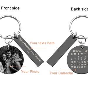 Personalized Couple Keychain, Photo Keychain, Calendar Keychain, Custom Date Save Key Chain ...