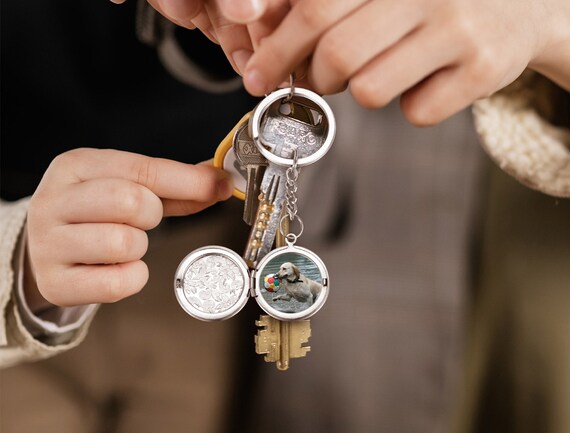 Photo Locket Keychainpet Keychain Flower Locket Keychain | Etsy