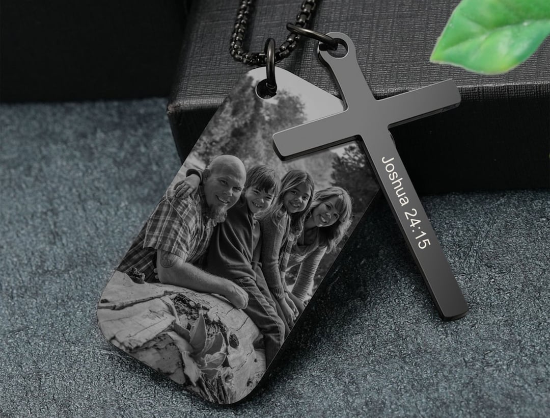 Cross Necklace, Personalized Photo Dog Tag Necklace, Bible Necklace ...