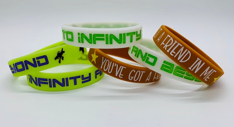 8 Toy Story BRACELETS Birthday Party Wristbands Woody Buzz - Etsy