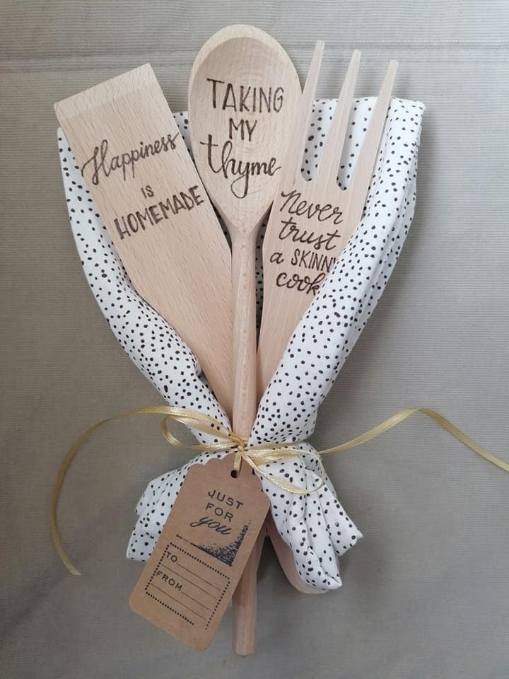 Personalised Engraved Wooden Utensil Set - Etsy