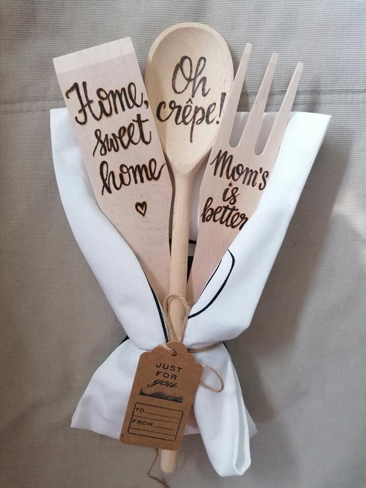 Personalised Engraved Wooden Utensil Set - Etsy