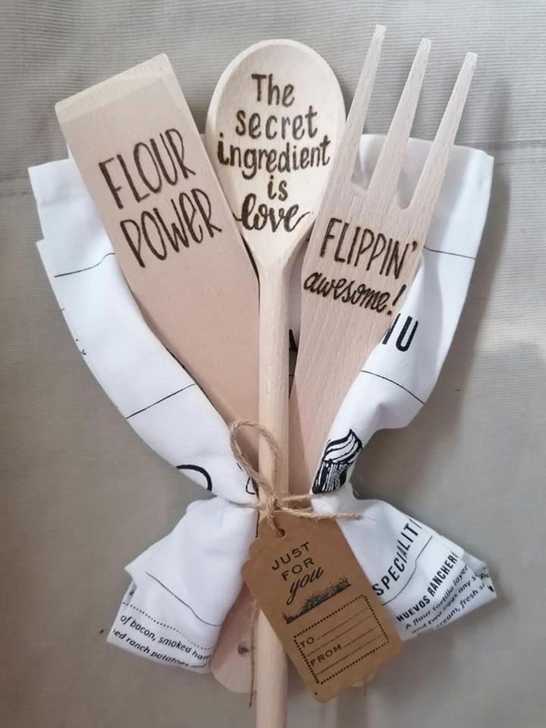 Personalised Engraved Wooden Utensil Set - Etsy