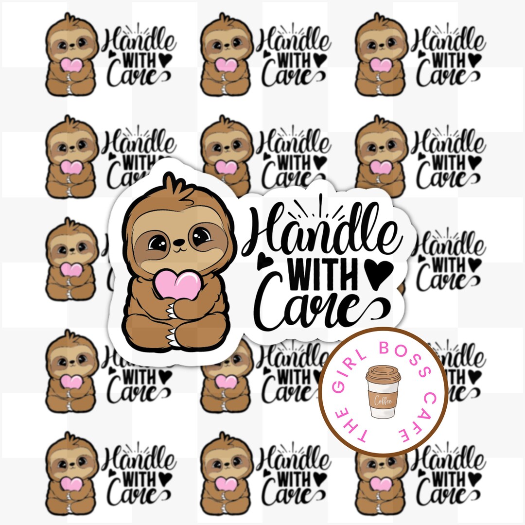 Handle With Care Stickers, Fragile Stickers, Cute Sloth Stickers, Small ...