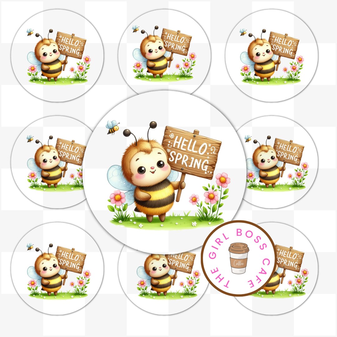 Hello Spring Stickers, Cute Bumble Bee Stickers, Party Favors ...