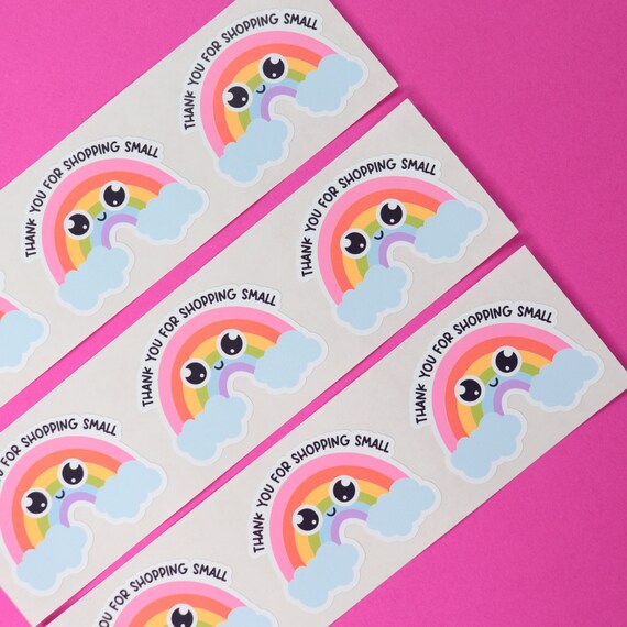 NEW Thank You Rainbow Stickers for Your Small Business Cute - Etsy
