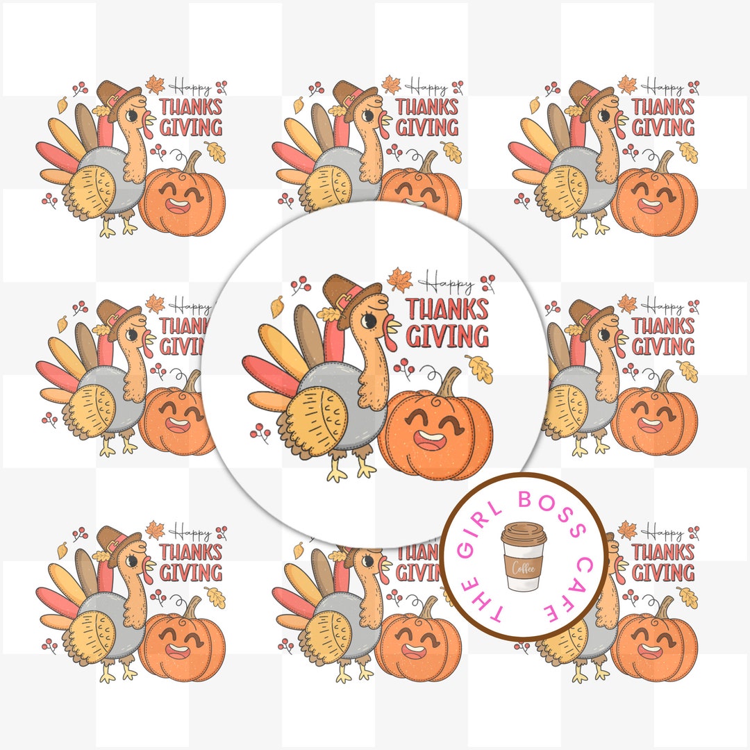 Happy Thanksgiving Stickers, Retro Stickers, Holiday Stickers, Fall ...