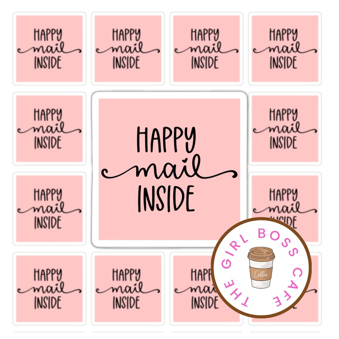 Cute Pink Happy Mail Stickers Happy Mail Inside, Small Business ...