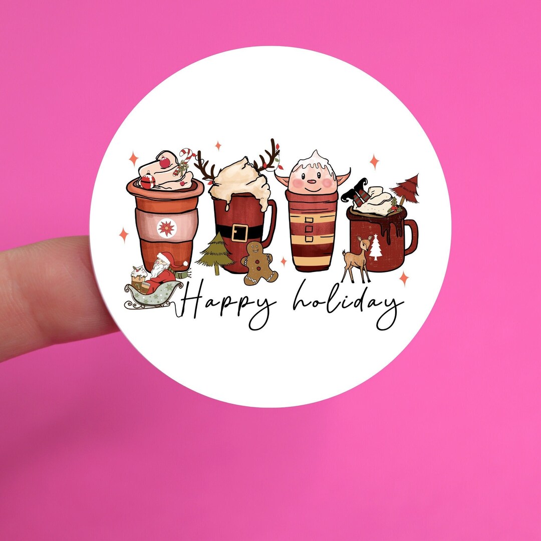 Christmas Stickers, Happy Holiday Stickers, Christmas Labels, 2 Inch ...