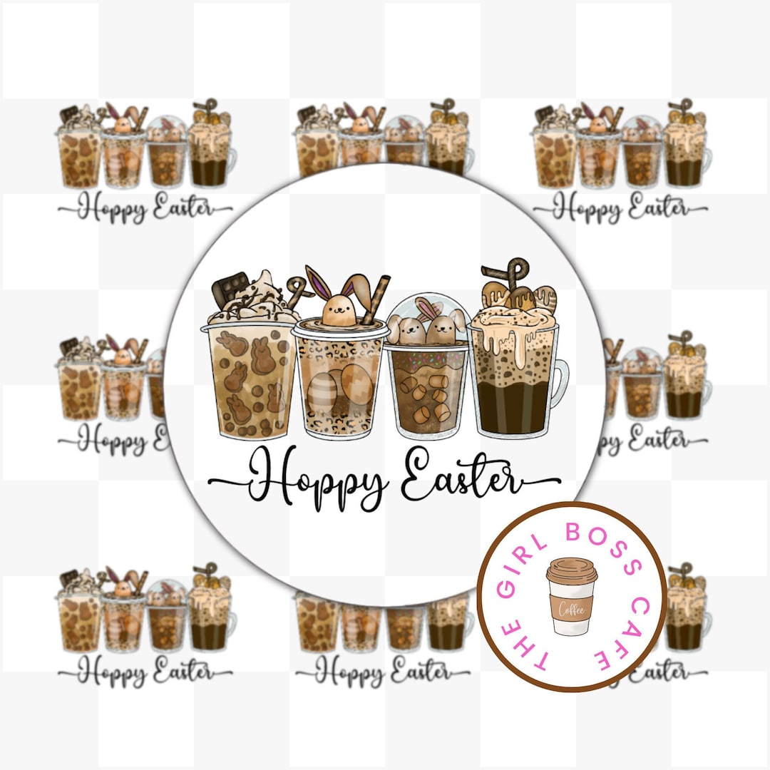 Hoppy Easter Stickers, Bunny Stickers, Happy Easter, Coffee Stickers ...