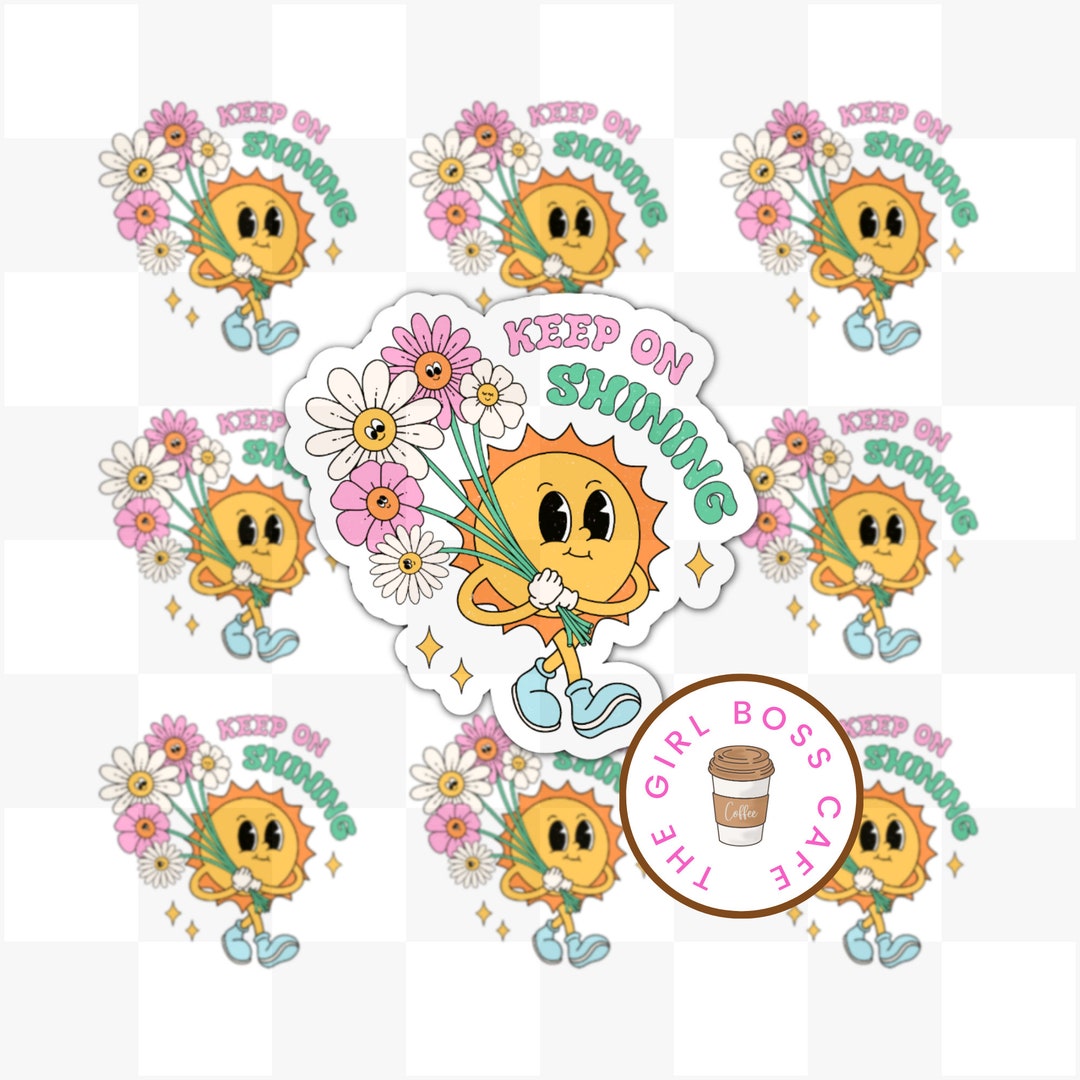 Keep on Shining Stickers, Retro Summer Stickers, Party Favors ...