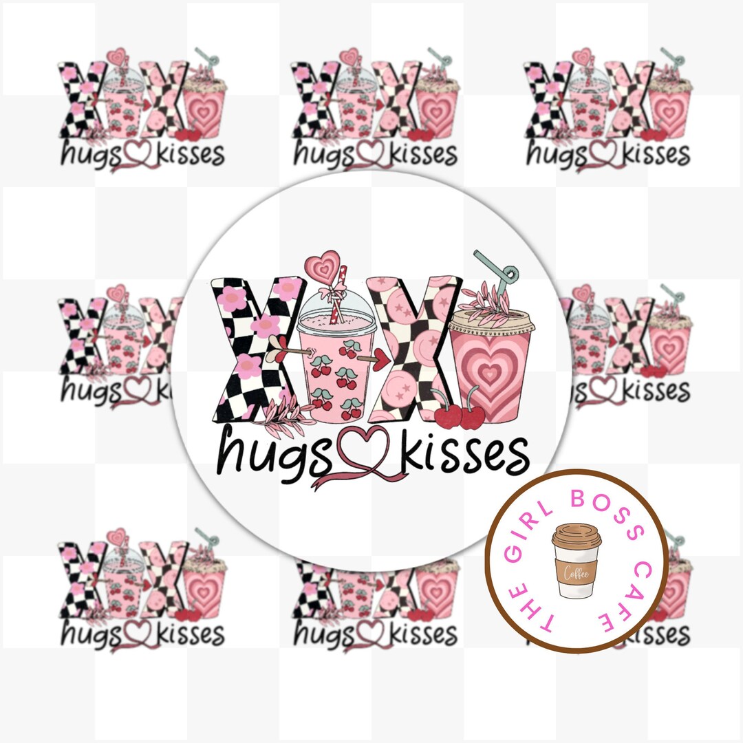Valentine's Day Packaging Stickers | Hugs and Kisses | Pink Stickers ...