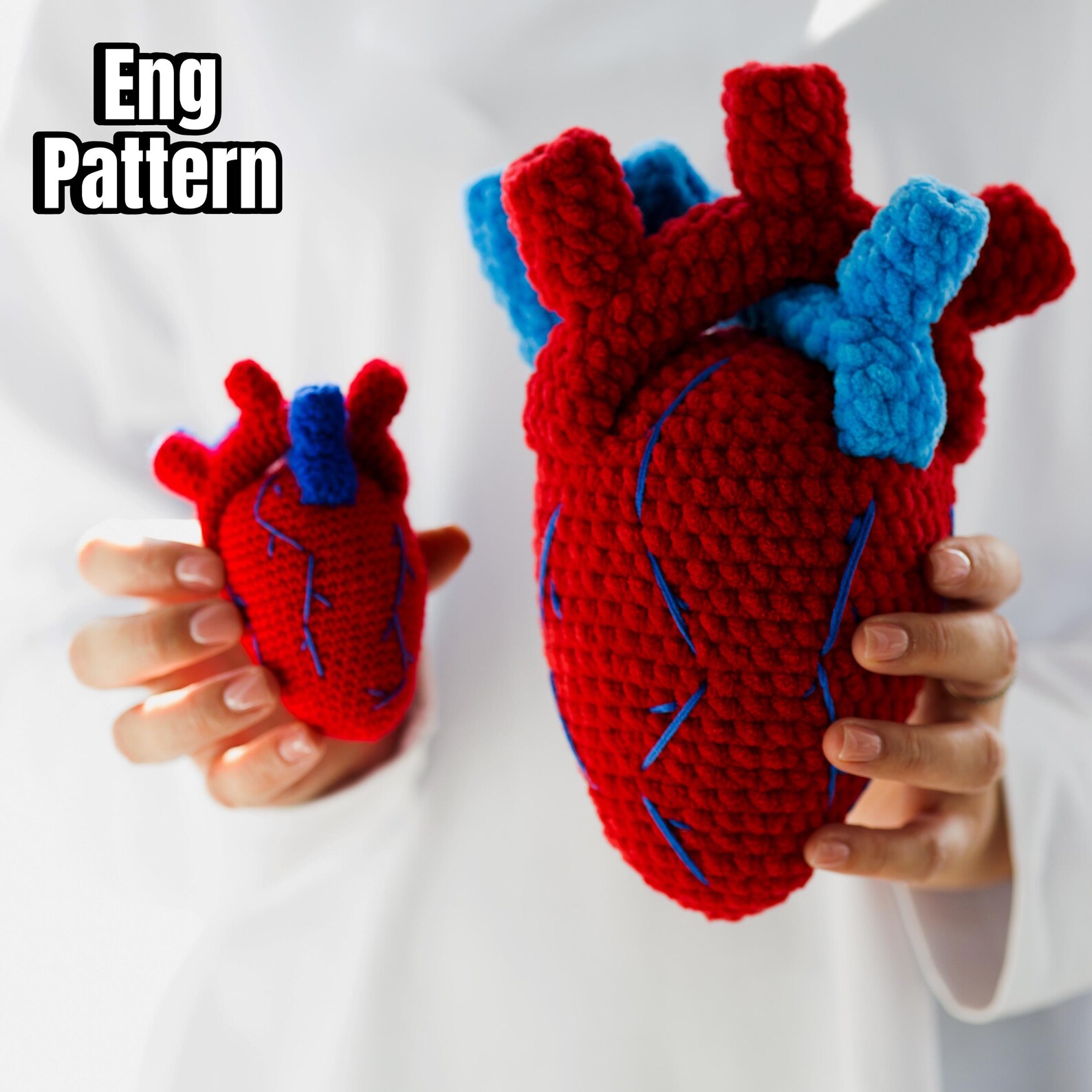 Crochet Pattern Anatomical Heart, Pattern in English, Amigurumi ...