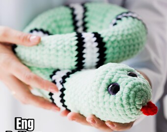 Snake Plush Crochet Pattern No Sew Do It Yourself Amigurumi Tutorial ...