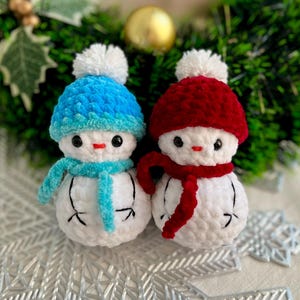 Crochet Mini Snowman Pattern. Christmas Little Snowman. Snowman ...
