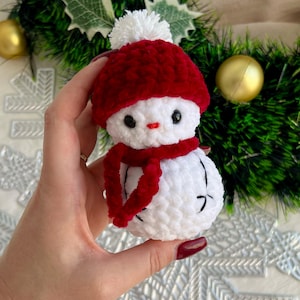 Crochet Mini Snowman Pattern. Christmas Little Snowman. Snowman ...