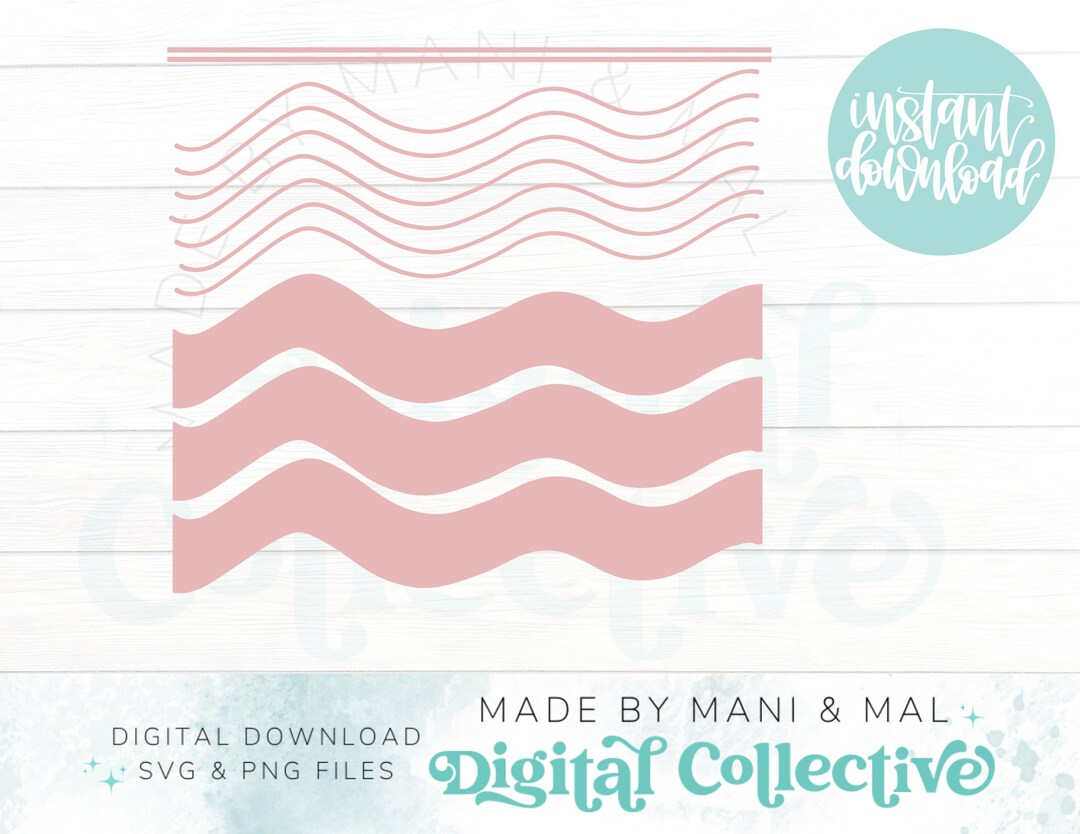 Wavy Lines Stencil SVG Template Svg for Tumblers Cut File Digital File ...