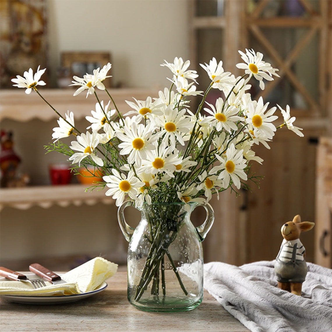 Artificial Daisy Flower Stem Fake Gerbera With Leaf Faux | Etsy