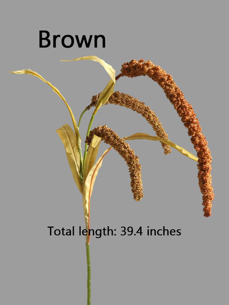 Fake Millet Spike Stem With Leaves, Rustic Grain Craft, Fall Artificial ...