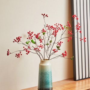 Berry Branch With Foliage, Rustic Small Holly Fruit Craft, Artificial ...