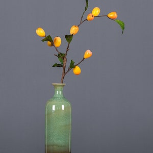 Fake Loquat Fruit Long Branch With Leaves, Autumn Rustic Berry Craft ...