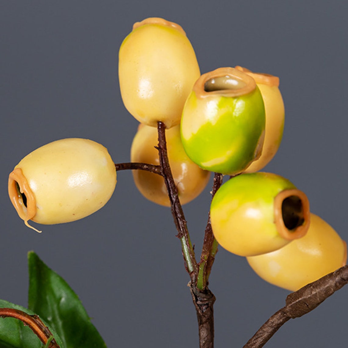 Loquat Fruit Stem With Foliage Artificial Faux Berry Branch - Etsy