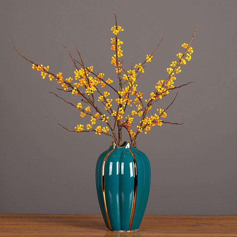 Artificial Yellow Berry Branch Quality Small Fruit Home Lucky ...