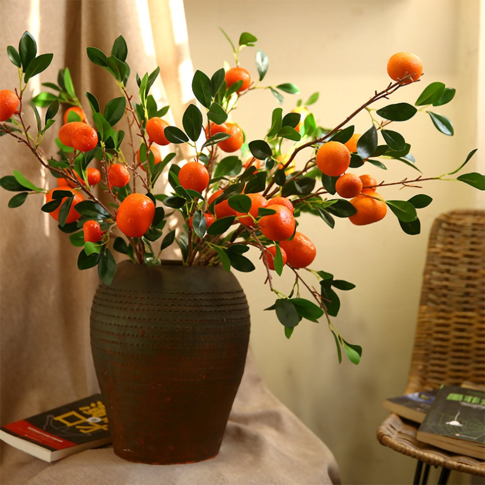 Artificial Orange Fruit Arrangement Fake Kumquat Stem Plastic Floral ...