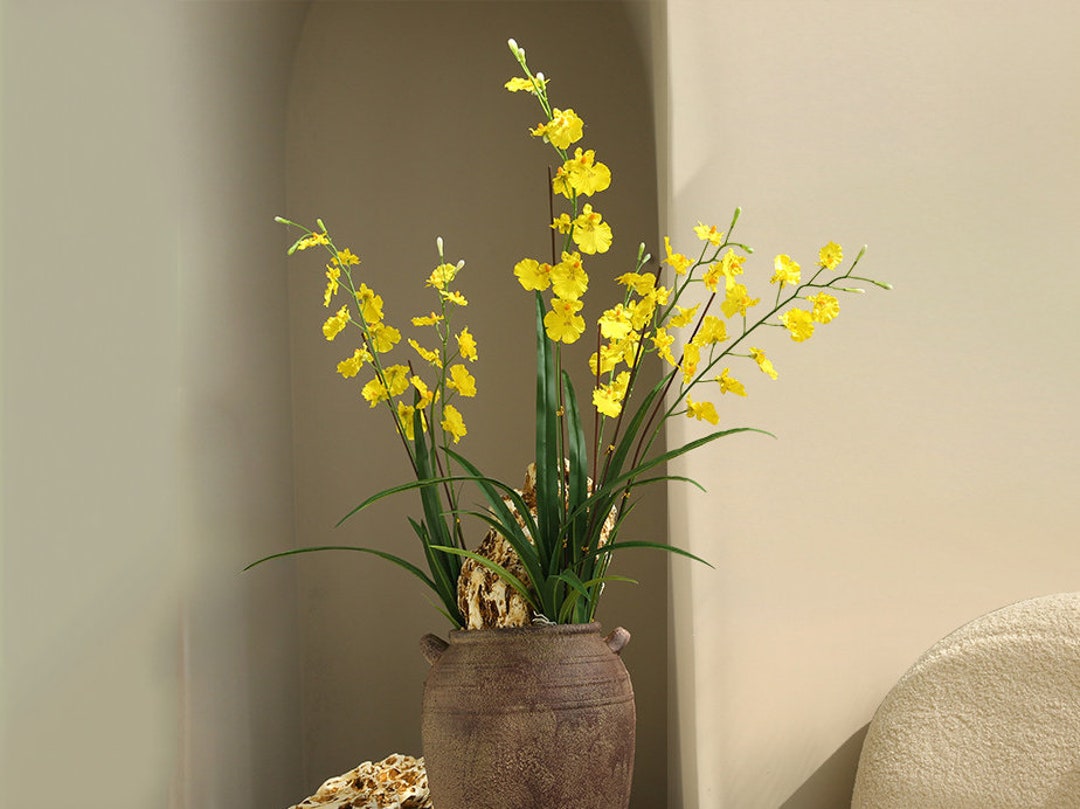 Artificial Dancing Orchid With Leaves and Roots, Faux Orchid Plant ...