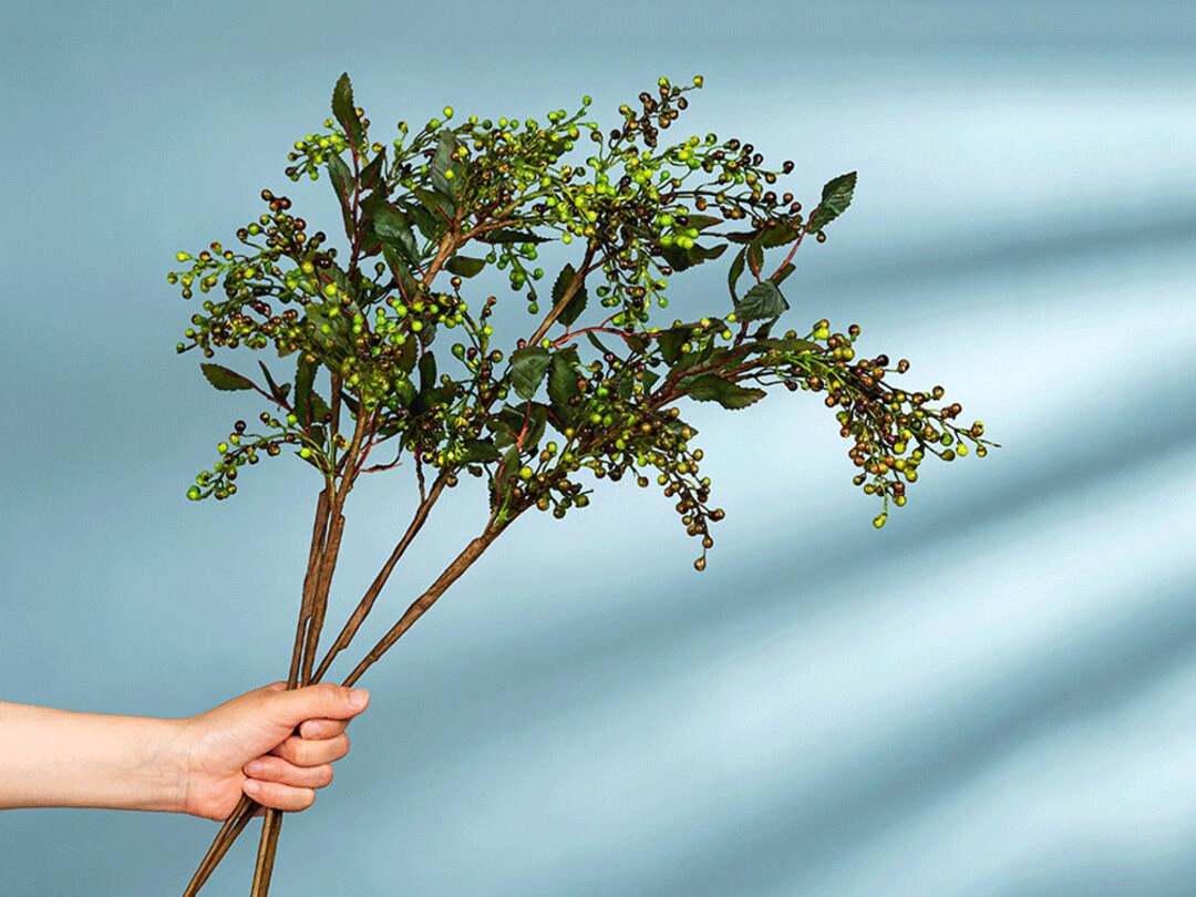 Artificial Berry With Foliage, Small Wild Fruit Drooping Branch, Living ...