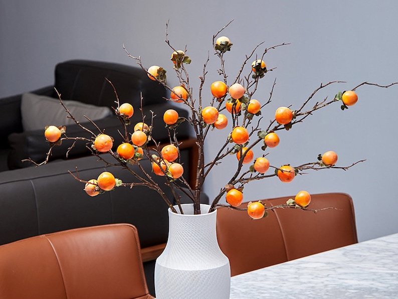 Small Persimmon Fruit Branch, Rustic Berry Stem, Fall Fruit Craft ...
