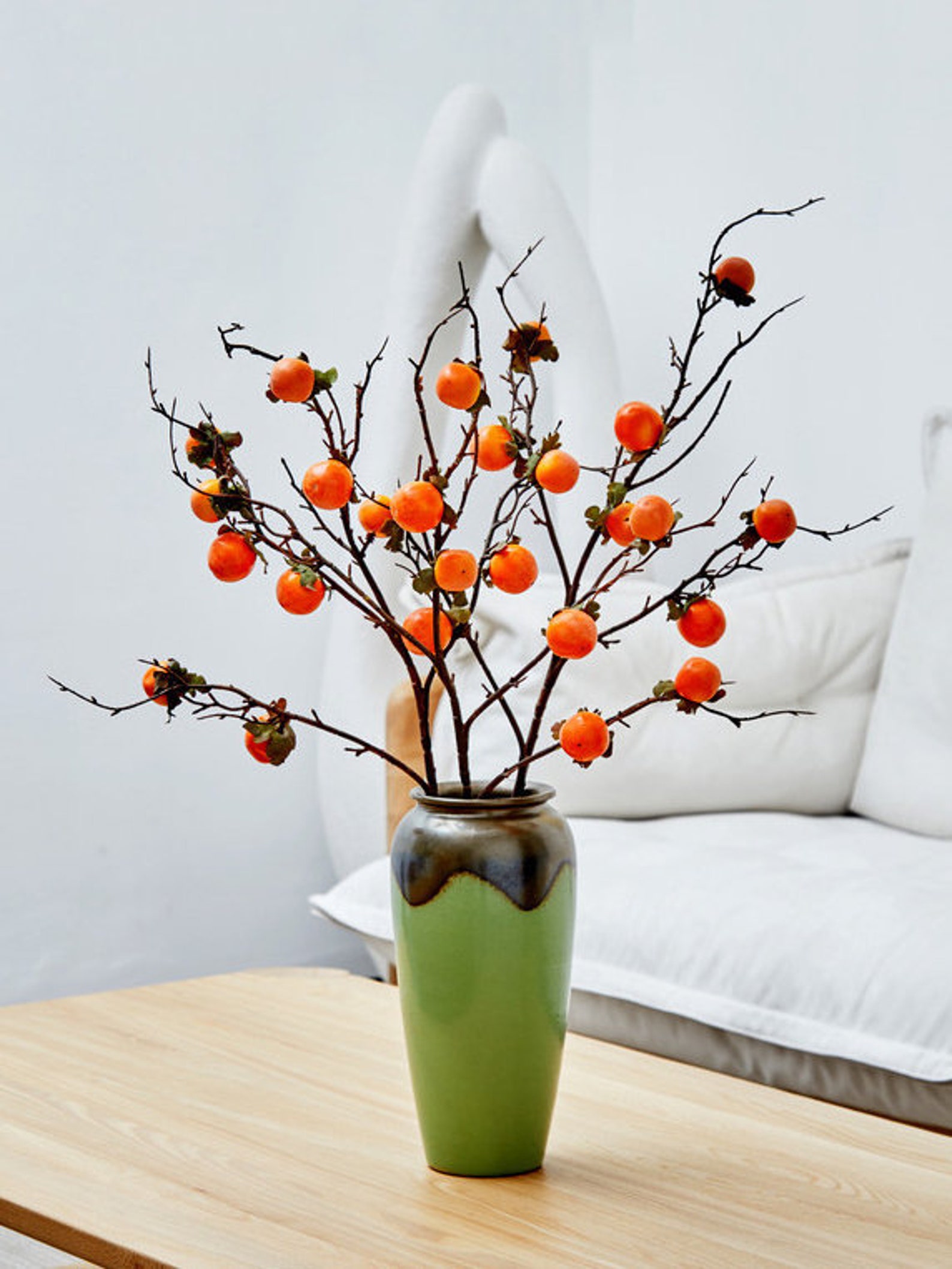 Small Persimmon Fruit Branch, Rustic Berry Stem, Fall Fruit Craft ...