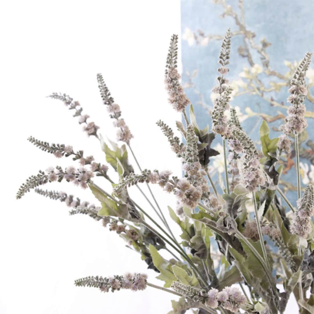 Spray artificiel à la lavande avec feuille, fausse tige de fleur de ...