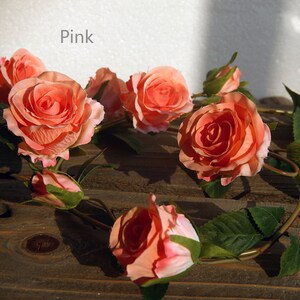 Artificial Climbing Rose Vine With Leaf, Faux Trailing Flower Cane ...