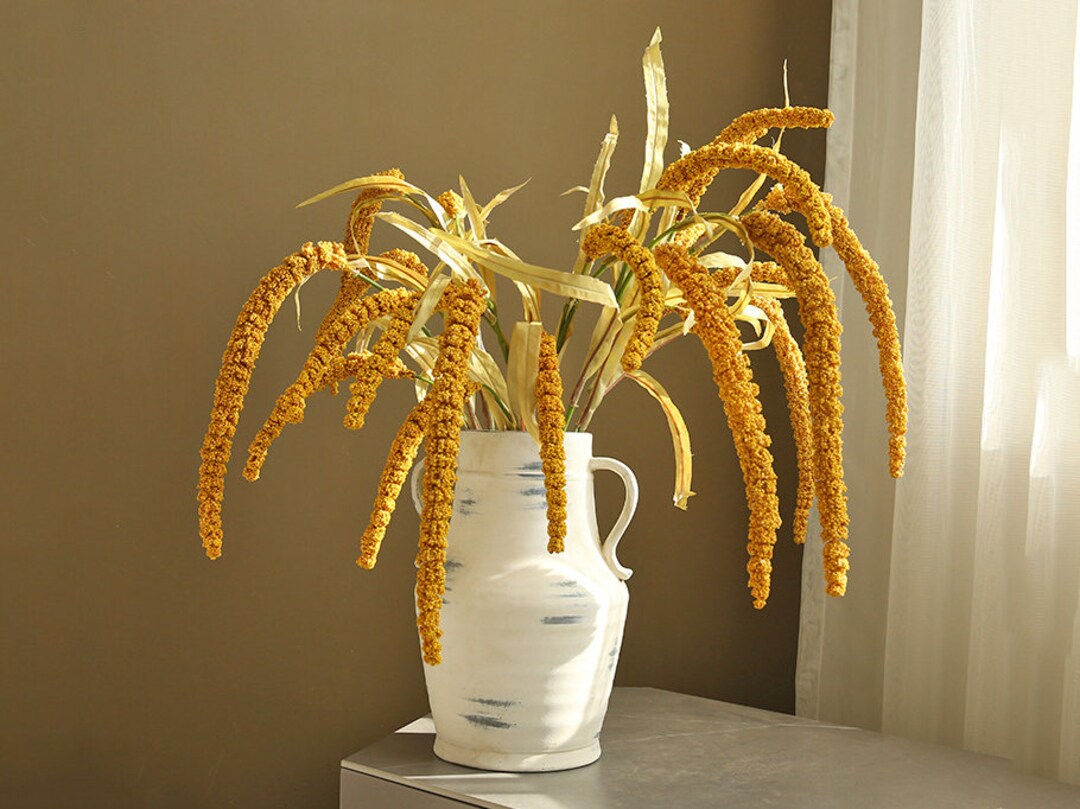 Fake Millet Spike Stem With Leaves, Rustic Grain Craft, Fall Artificial ...