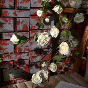 Artificial Climbing Rose Vine With Leaf, Faux Trailing Flower Cane ...