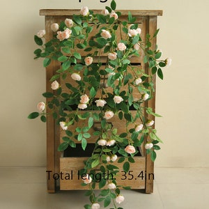 Rosebud Vine Hanging Wall, Climbing Rose Vine, Rustic Flower Decor ...