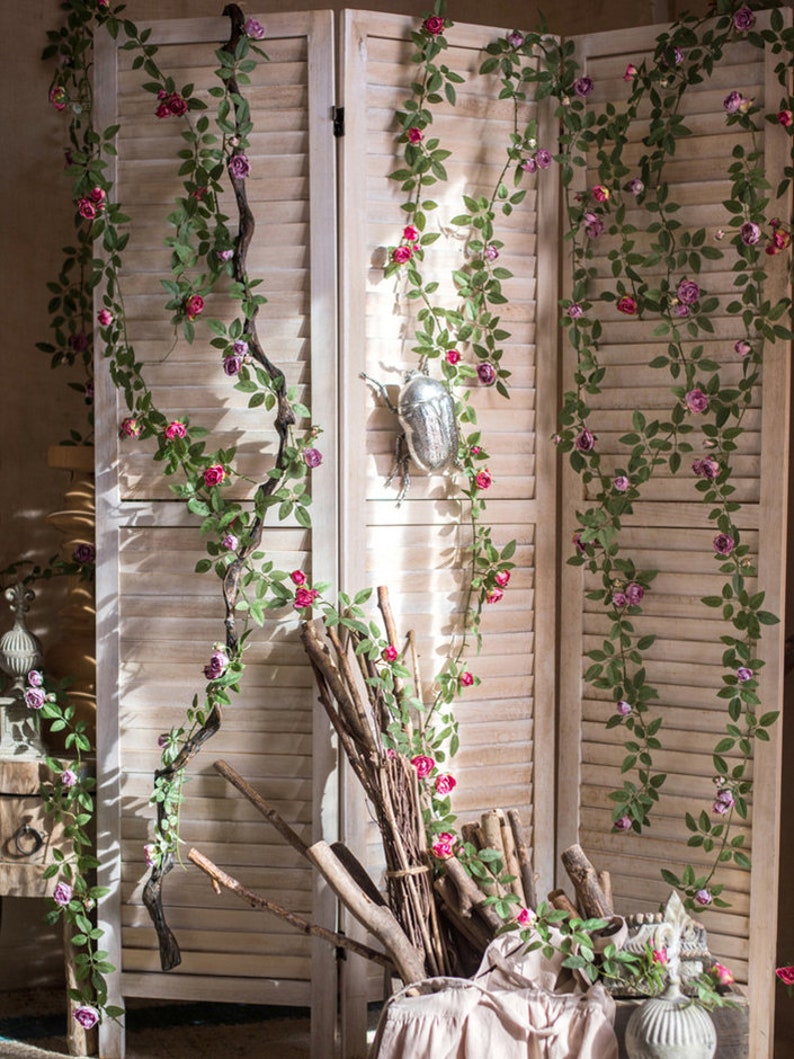 Small Rose Vine, Faux Mini Rose Garland, Realistic Rose Vine ...