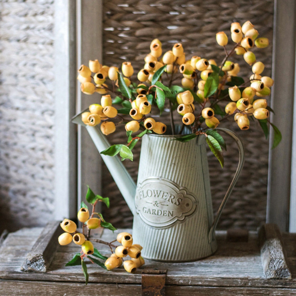 Loquat Fruit Stem With Foliage Artificial Faux Berry Branch - Etsy