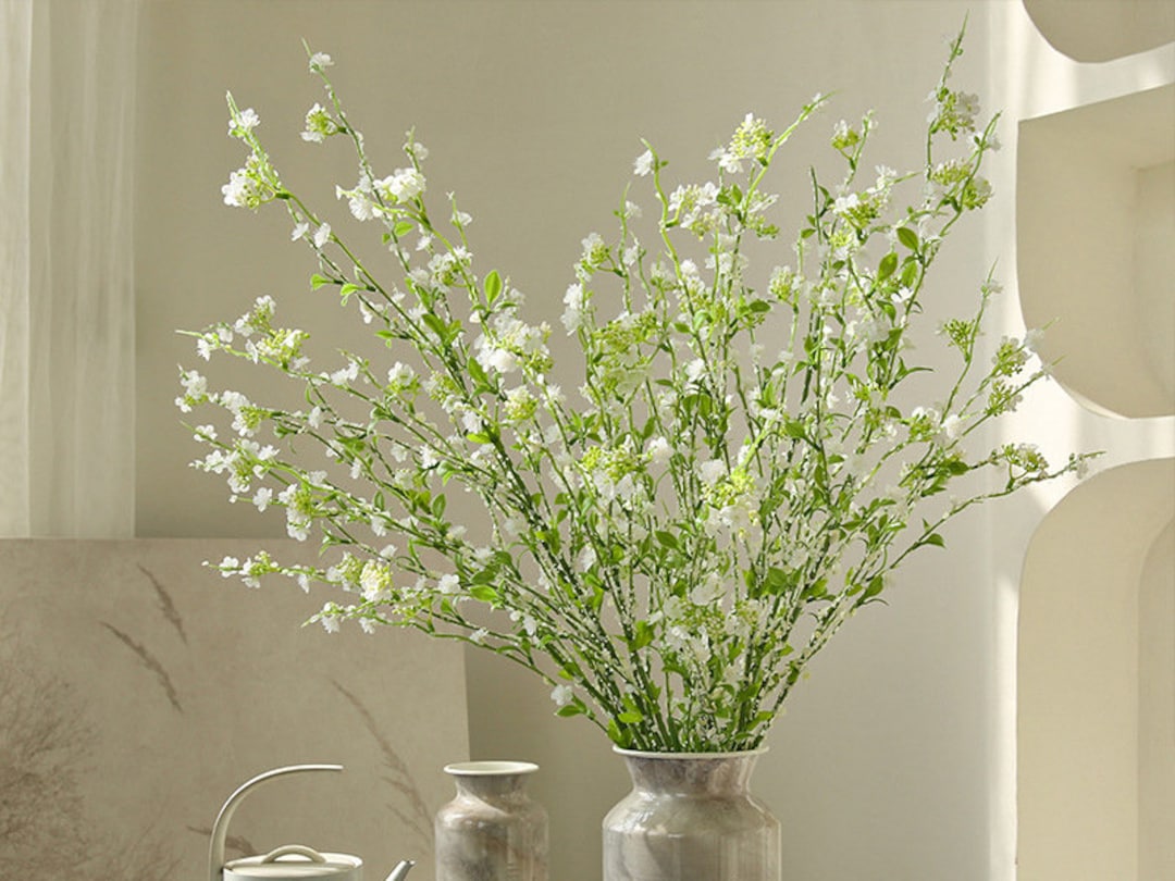 Snow Willow Long Branch With Tender Leaves, White Blossom Spray ...
